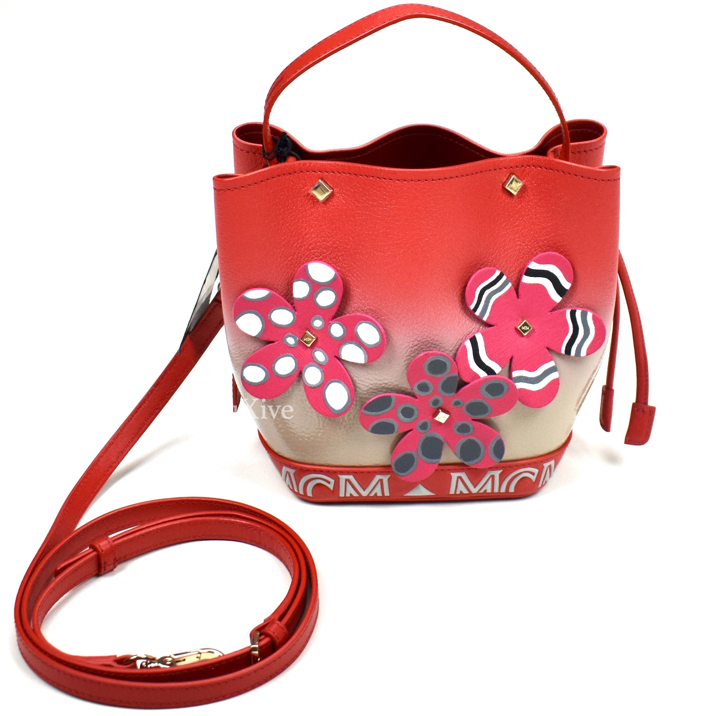 MCM - Limited Edition 'Upcyling' Red Floral Leather Bag – eluXive