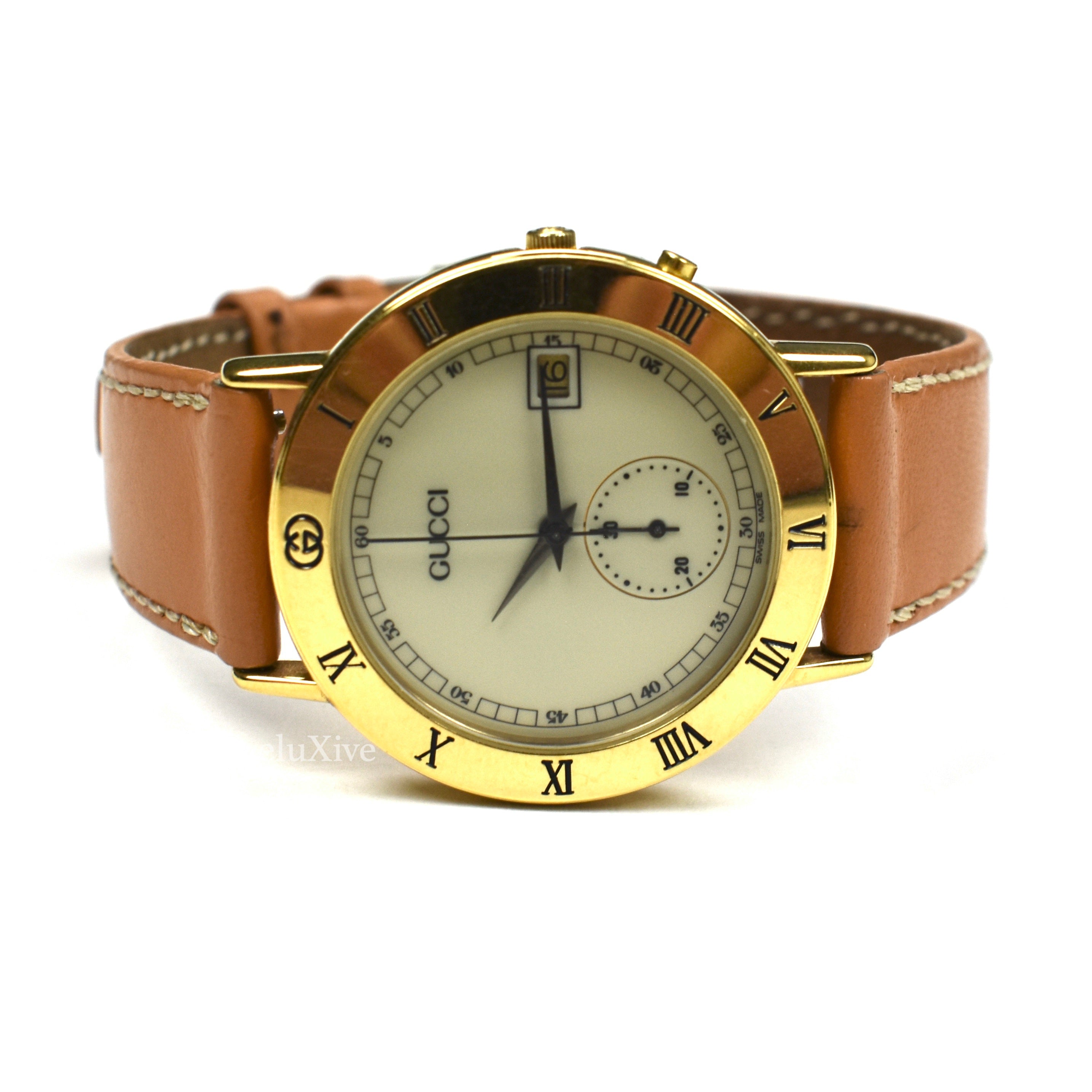 Gucci - 1990s Men's 3000M Champage Dial Signature Logo Watch – eluXive