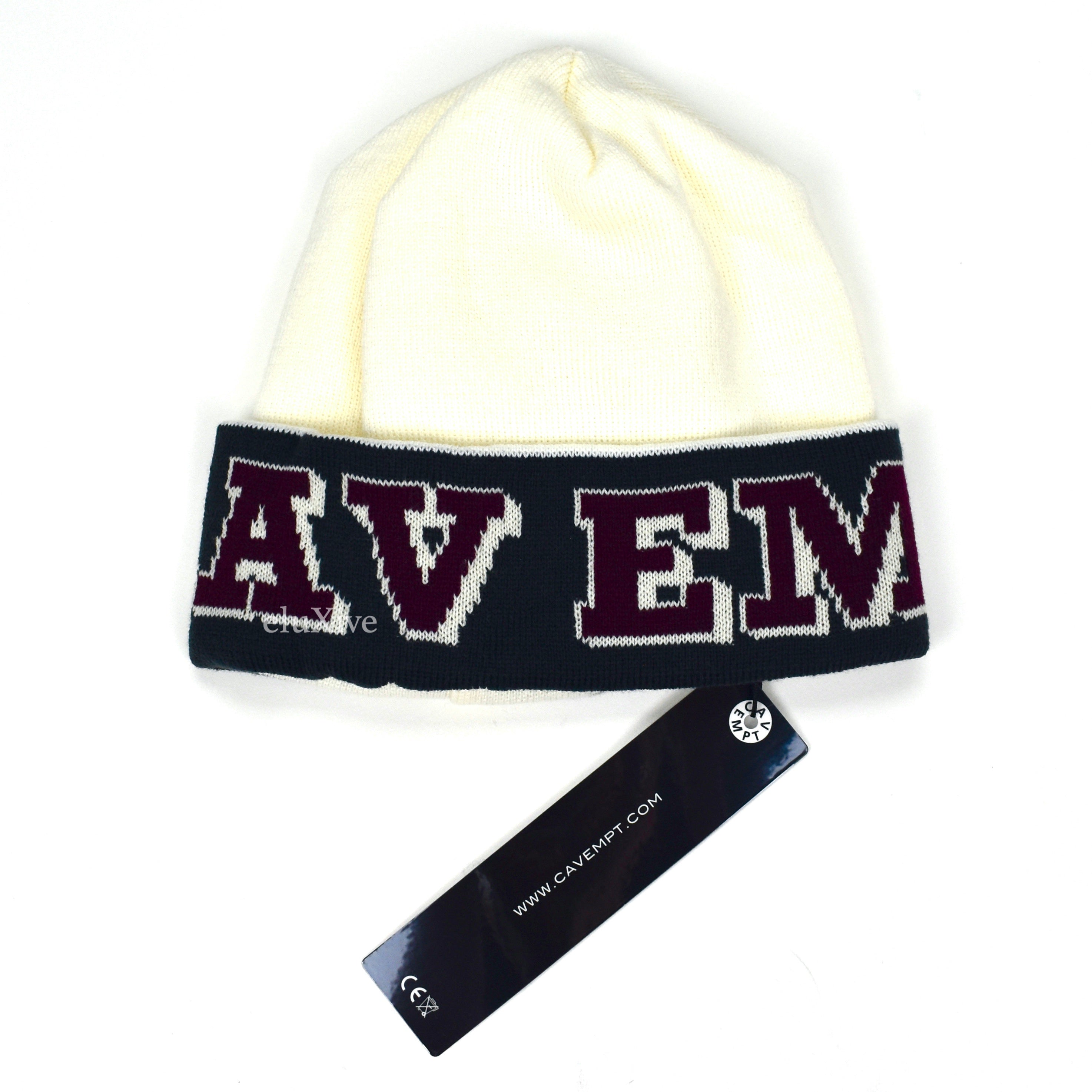 Cav Empt - Cream Logo Knit Beanie – eluXive