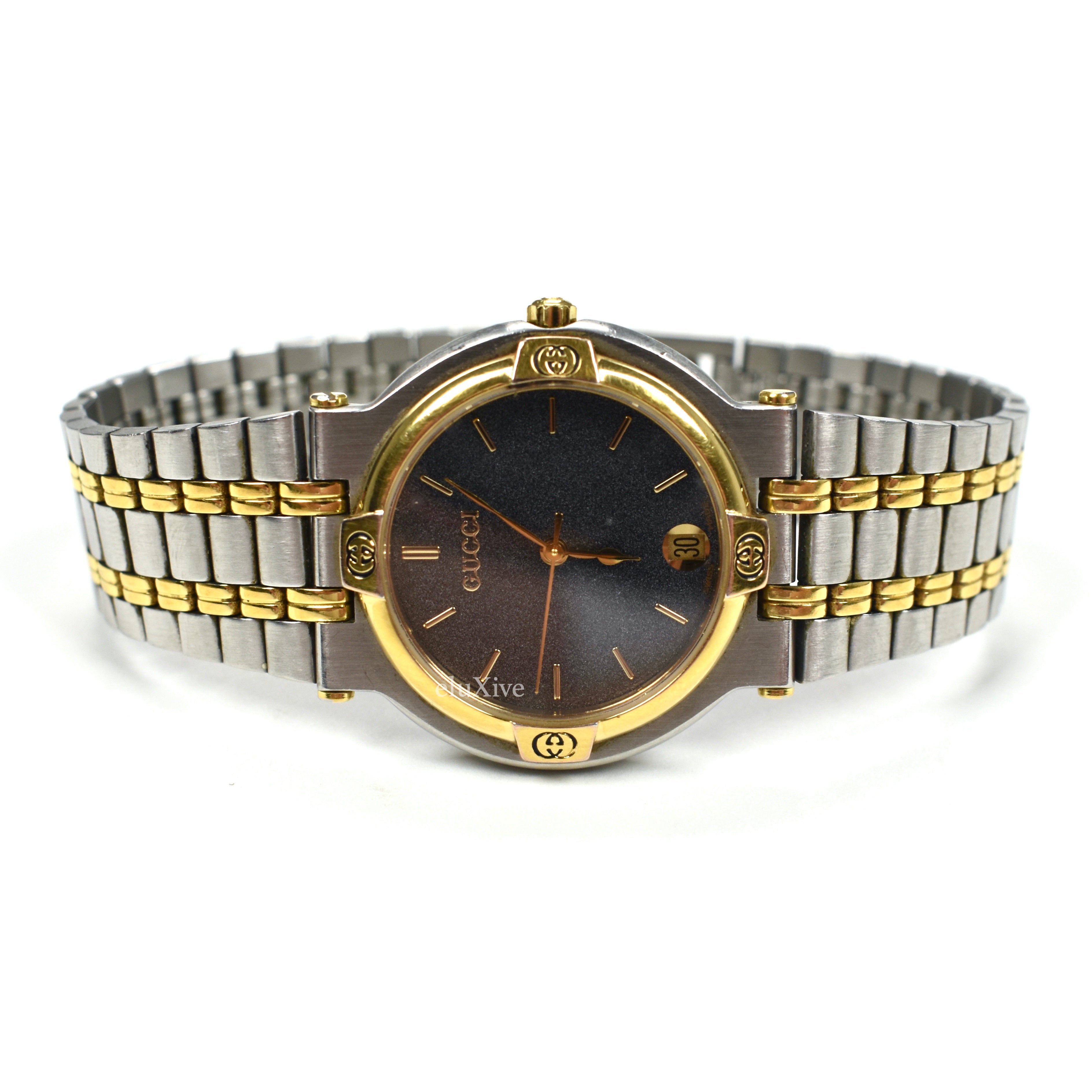 Gucci - 9000M Gold/Steel Graphite Dial Watch – eluXive