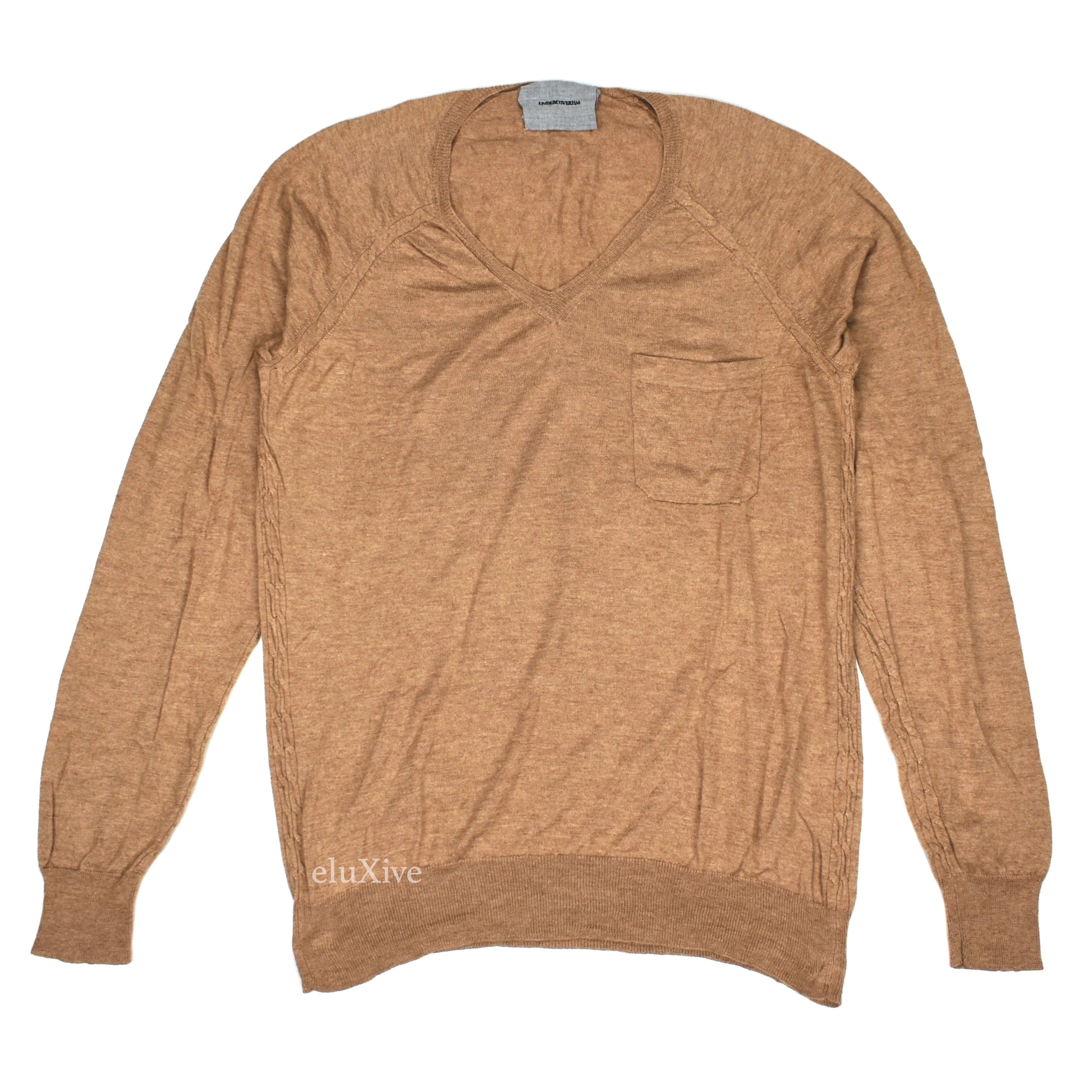 Undercover - AW11 'Mirror' Tan Silk / Cashmere V-Neck Sweater – eluXive