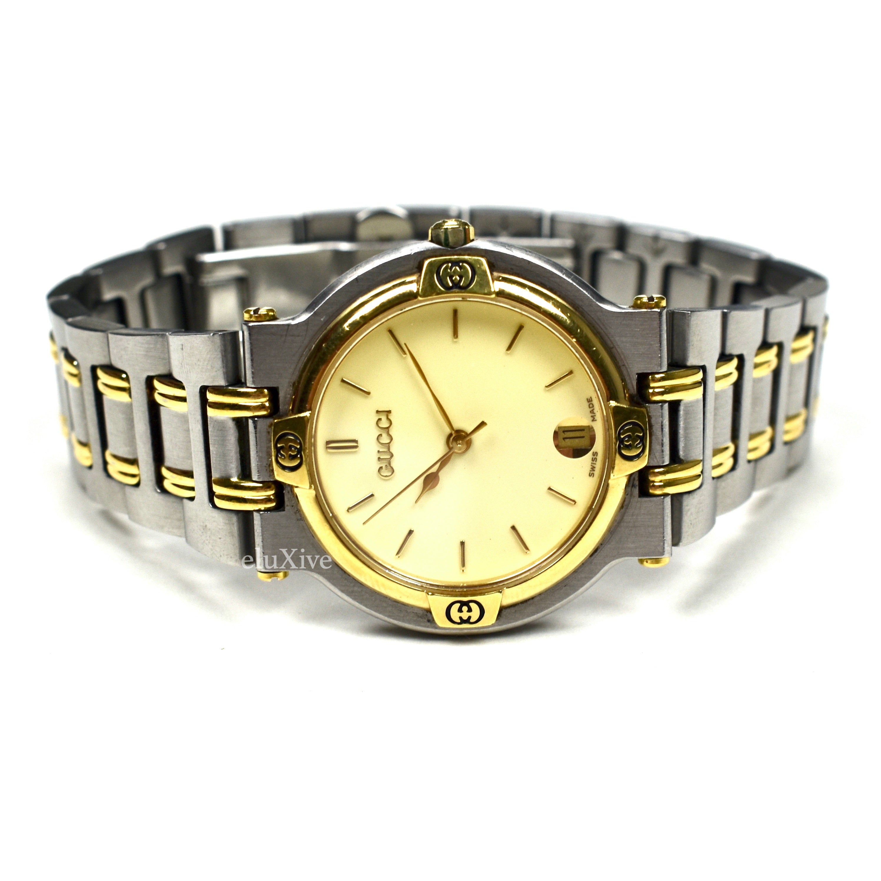 Gucci - 9000M Gold / Steel Cream Dial Watch – eluXive