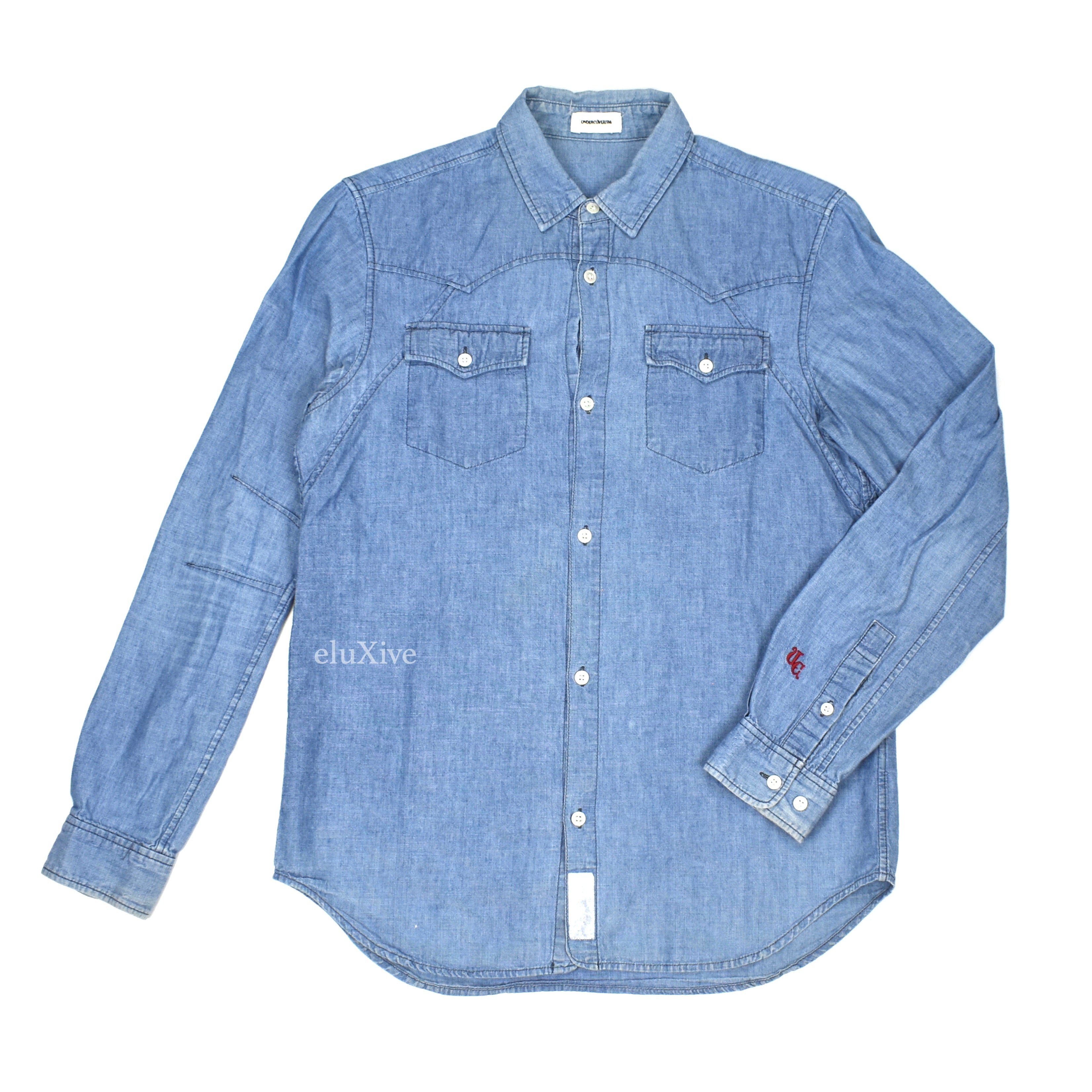 Undercover - AW11 'Mirror' Logo Embroidered Western Chambray Shirt ...