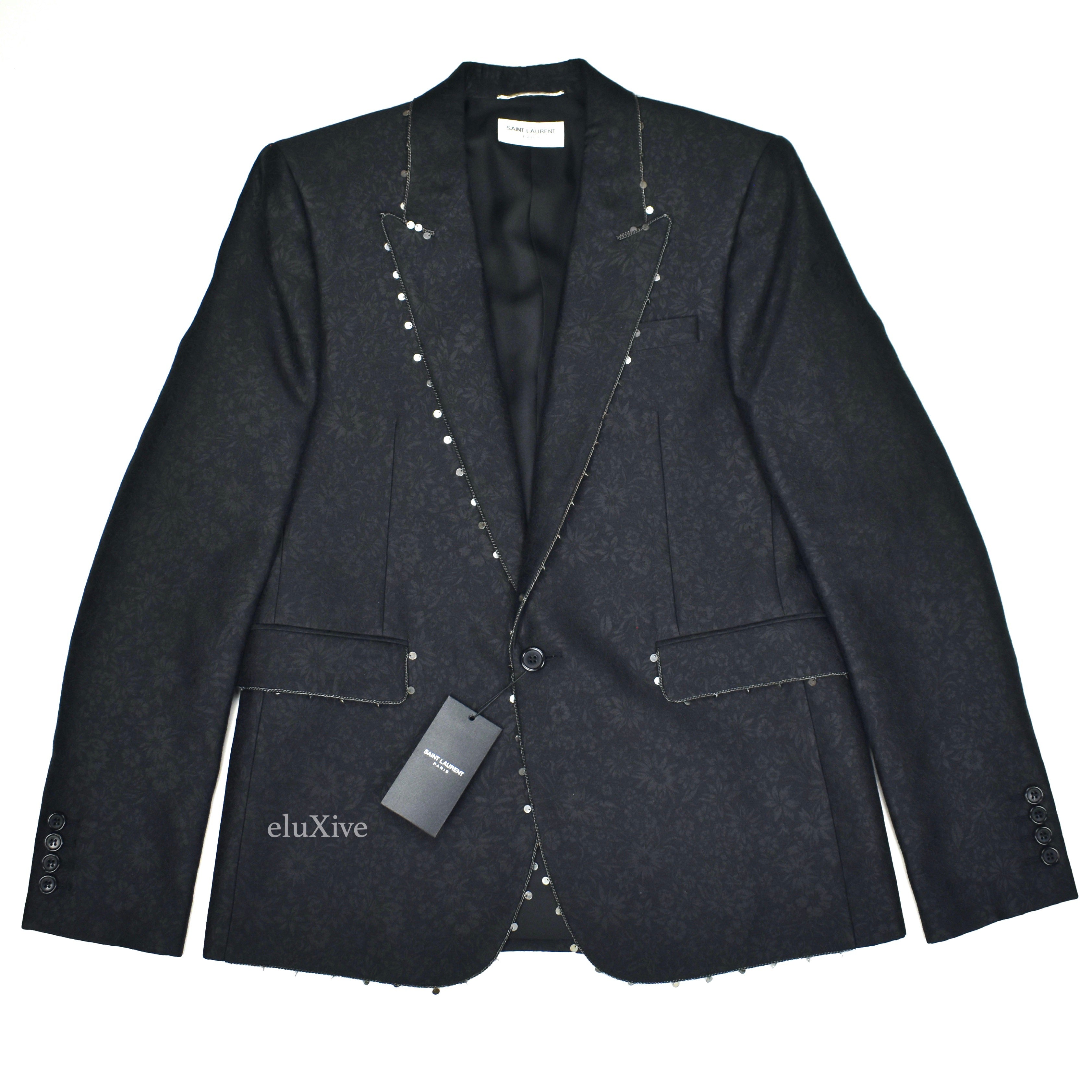Saint Laurent - Black Jardin Noir Chain Detail Runway Blazer – eluXive