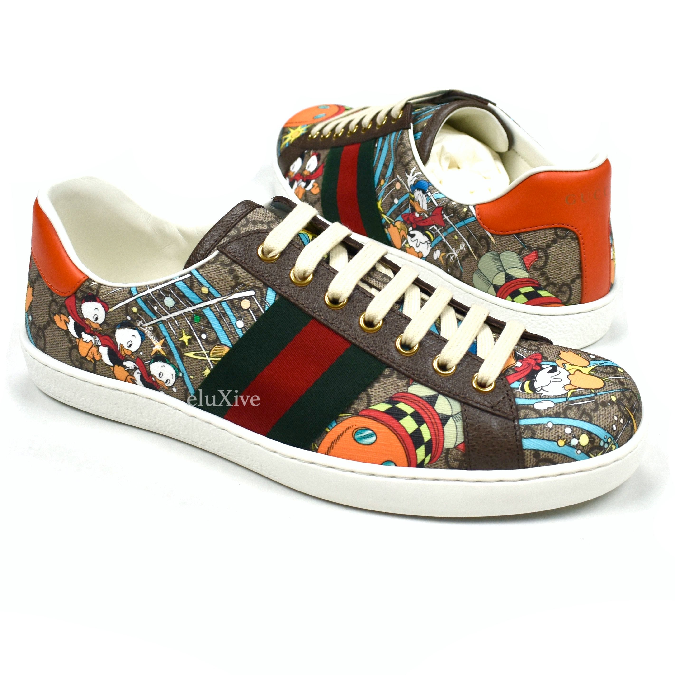 Gucci x Disney - GG Supreme Monogram Donald Duck 'Ace' Sneakers – eluXive