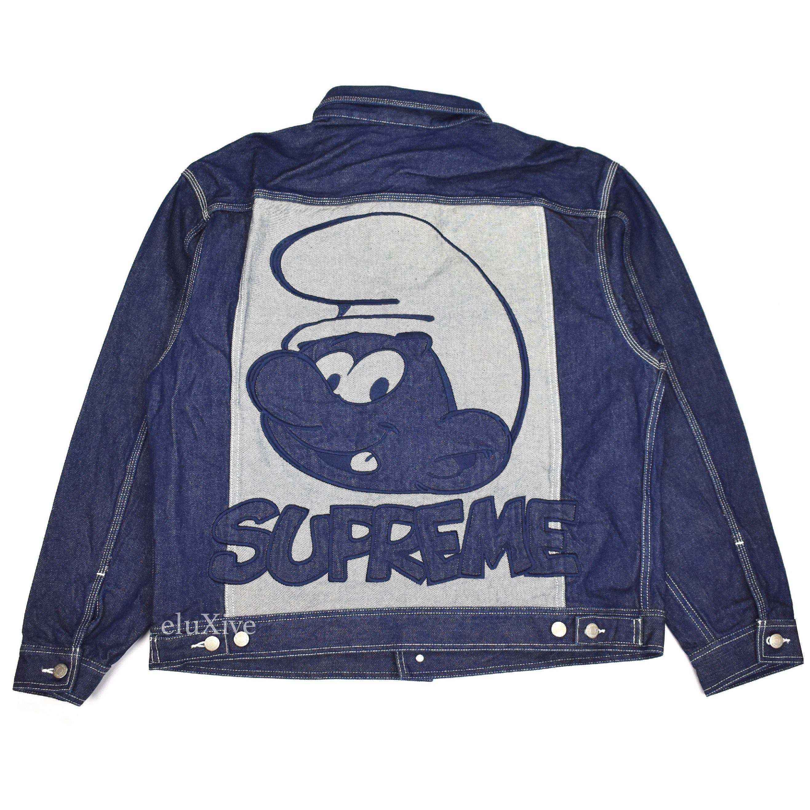 Supreme x Smurfs - Logo Denim Trucker Jacket (Blue) – eluXive