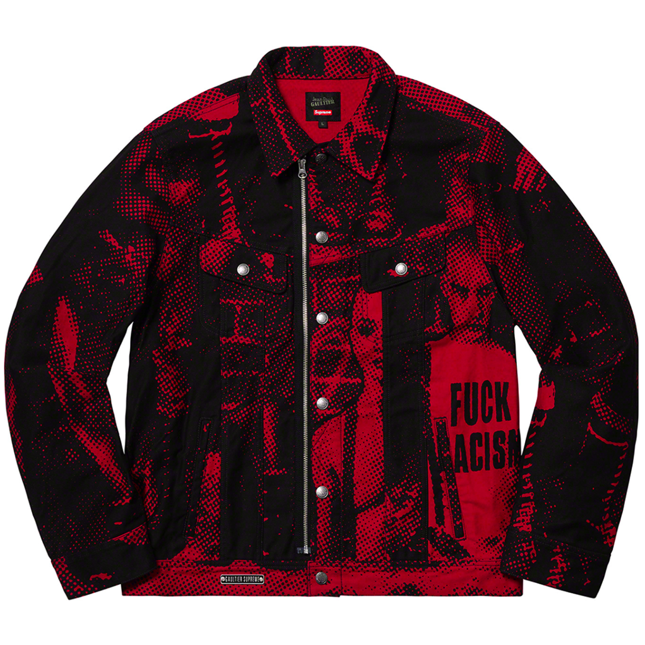 Supreme - Men's Chambray Cherub Brocade Woven Denim Trucker Jacket ...